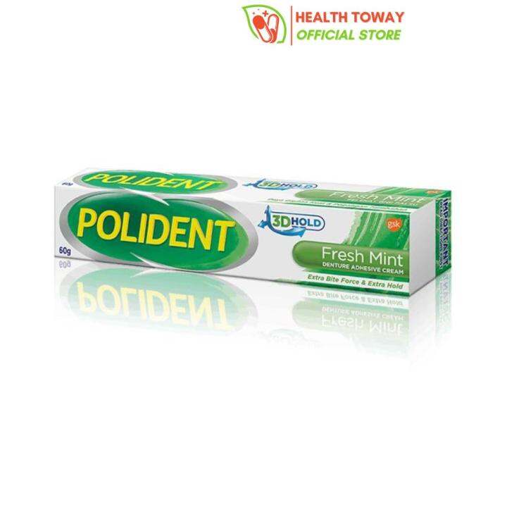 POLIDENT DENTURE ADHESIVE CREAM FRESH MINT 60G โพลิเดนท์ ครีมติดฟันปลอม ...