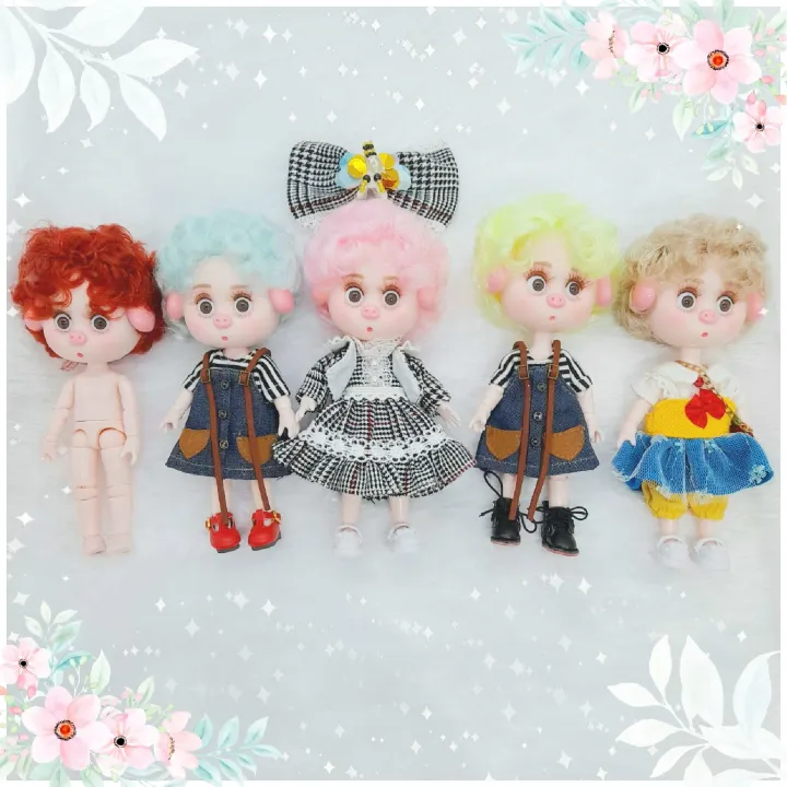 (พร้อมส่ง เลือกแบบ ) ตุ๊กตา bjd ตุ๊กตาหมูน้อย บอดี้ ob11 สูงประมาณ 15 ซม. บางแบบได้ครบชุด พร้อม ...