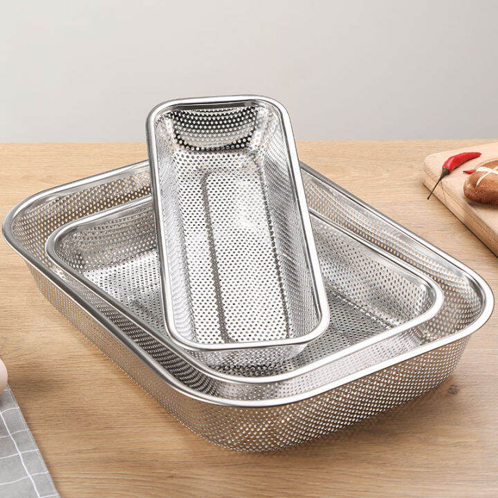 Stainless Steel Chopsticks Basket Draining Basin Rectangular Filter ...