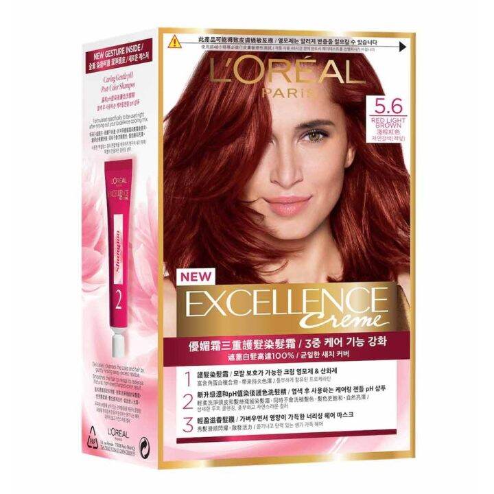 L'Oreal Paris Excellence Crème Triple Care Hair Color - 5.6 Red Light ...