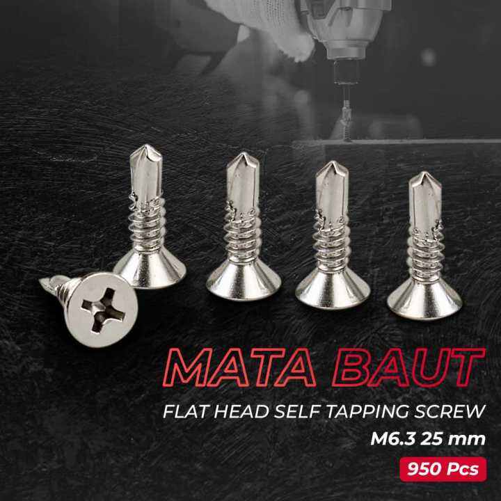 WY Mata Baut Flat Head Self Tapping Screw M6.3 25 mm 950 PCS - MO410 ...