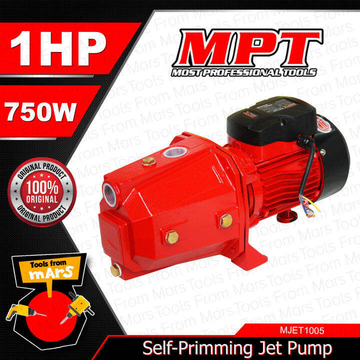 MPT Water Booster Jet Pump 750W 1HP Self Priming Jet Pump Portable Stainless Steel Transfer ...