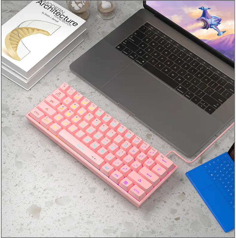 MageGee Mini 60% Keyboard Mechanical Feel 61 Key Wired/Wireless Ultra ...