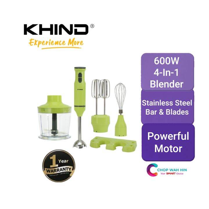 Khind Hand Blender BH600AS Powerful 600W Motor Rust Free Stainless ...