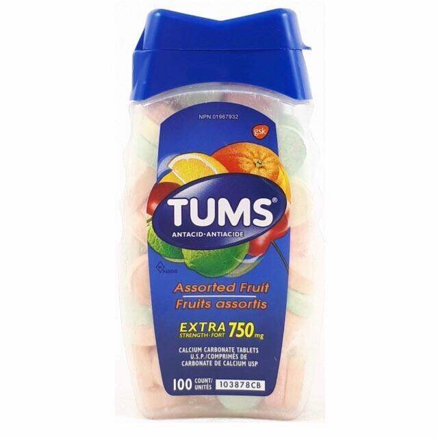 Tums Antacid Chewables - 100 count Extra Strength 750 mg Assorted Fruit ...