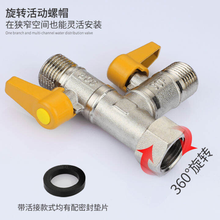 Copper union three-way four-way valve with switch one minute two three ...