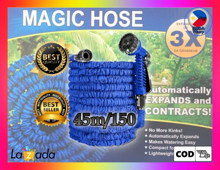 Magic Hose 45m 150ft Expandable Flexible Plastic Hose With Spray Gun ...