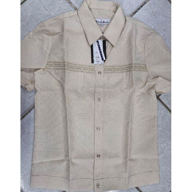 Baro de Manila Shirt Jack (Beige/white/aqua/navy blue) | Lazada PH