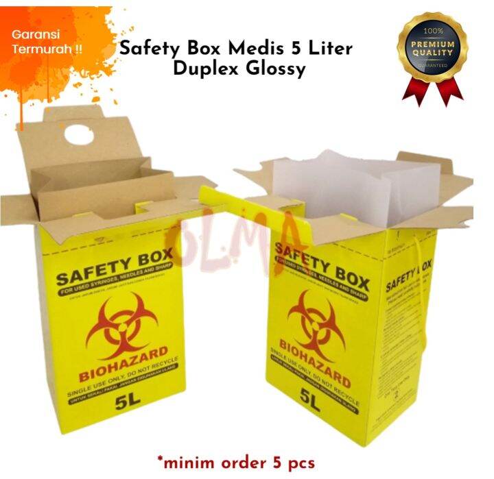 Safety Box Medis 5 Liter Free Inner + Tali Biohazard Limbah Infeksius ...