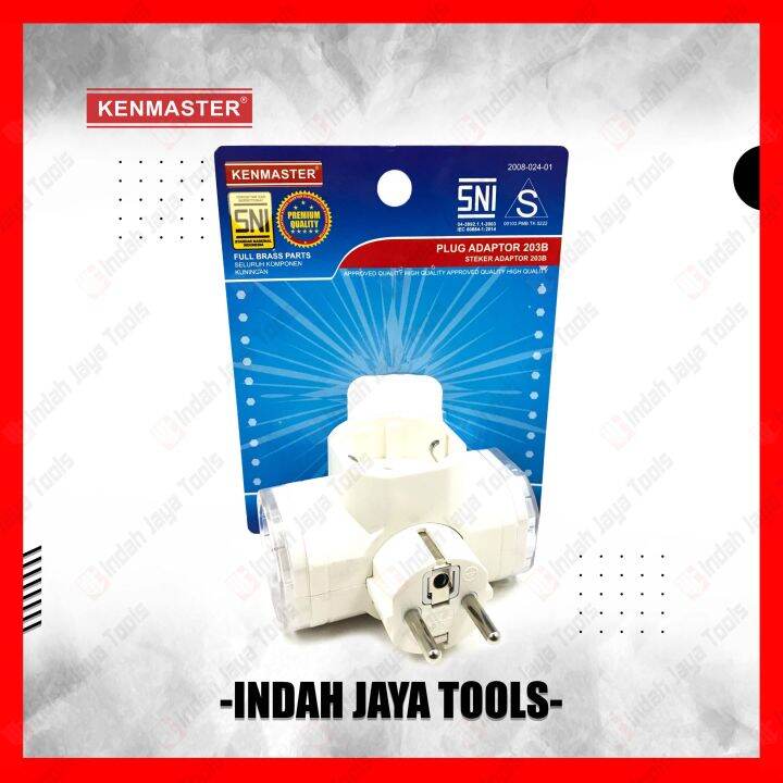 KENMASTER 203B Steker Arde T Cabang 3 Lubang Multi Colokan Listrik SNI ...