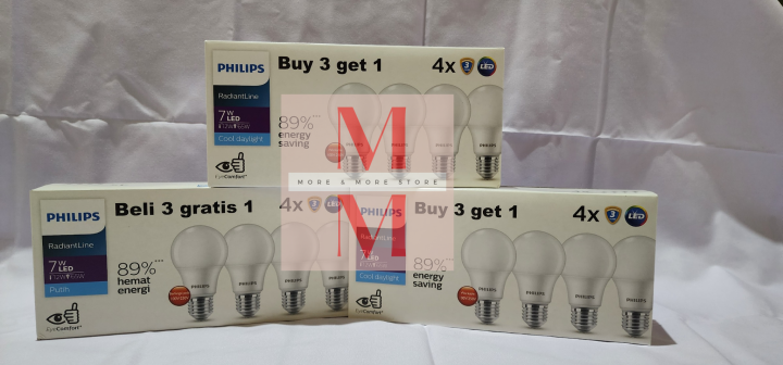 Paket Lampu Philips 7 Watt 3 Box isi 12 Buah Bohlam Lampu Phlips ...