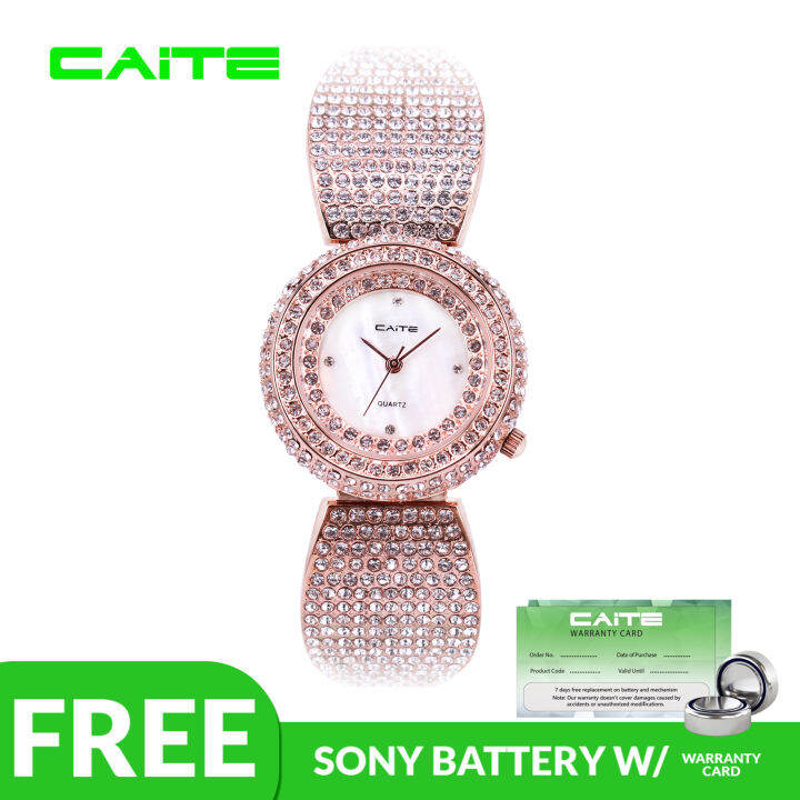 CAITE HIGH-END GIFT SERIES Stainless Steel Watch for Women with Free ...