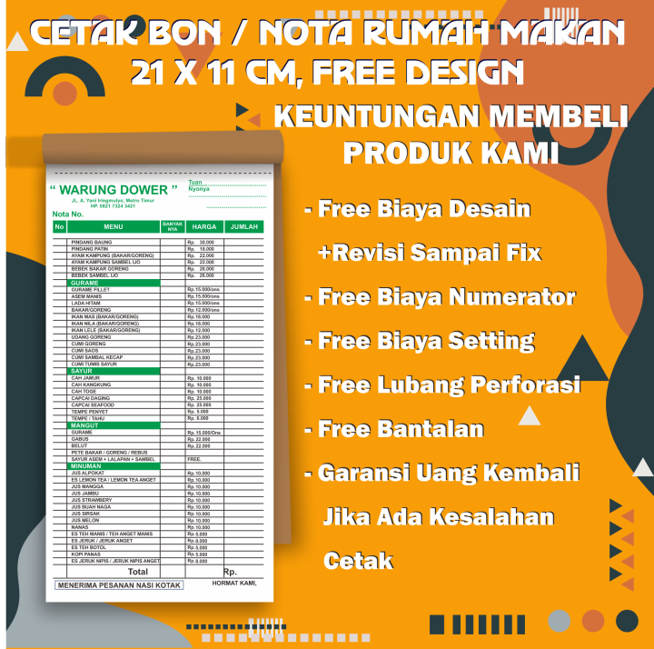 NOTA/BON RUMAH MAKAN CUSTOM | Lazada Indonesia