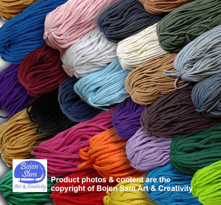 5Mm 70-80M Macrame Lapan-Strand Tali Kapas Kord Twisted Tenunan Thread ...