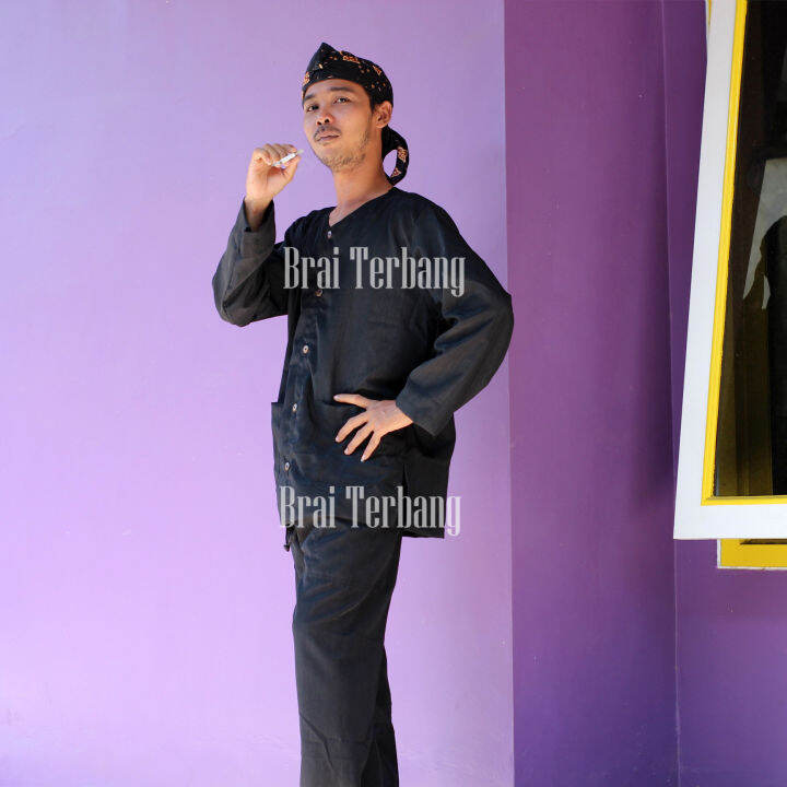 baju dan celana pangsi. setelan baju adat sunda pangsi hitam polos ...