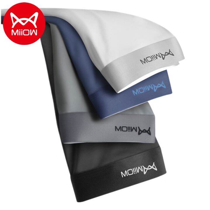 Miiow 4/3ชิ้นชุดชั้นในชายผ้าไหมน้ำแข็ง,ชุดชั้นในผู้ชายกราฟาน3a ต้านเชื้อแบคทีเรียกางเกงบ็อกเซอร์ ...