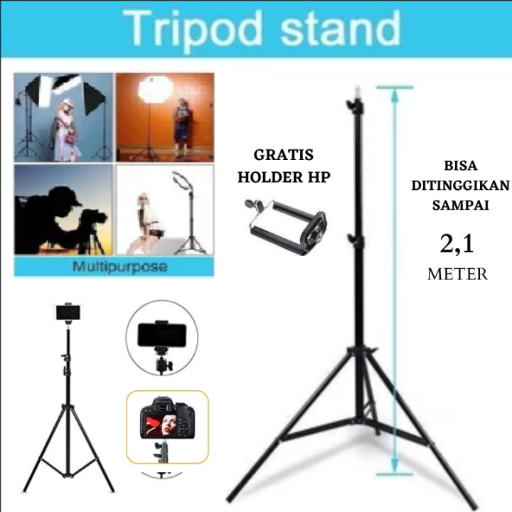 TERMURAH TRIPOD 2 Meter 2.1 Meter Tripod hp Handphone Kamera Live Tripot Selfie Studio Multi ...