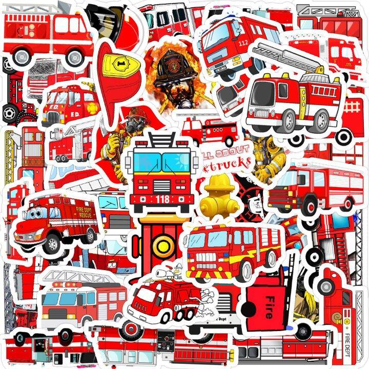 50 in 1 fire engine bomba sticker set | Lazada