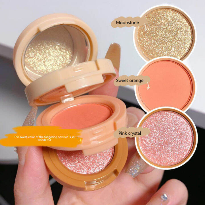 Matte Highlighter Blush 3 In 1 Palette Pearly Blush Shiny Eyeshadow ...