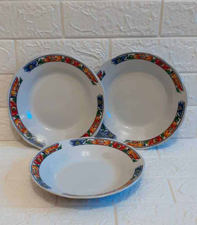 12 Pcs Piring Makan Keramik Motif Kembang Biru / Piring Makan Keramik ...