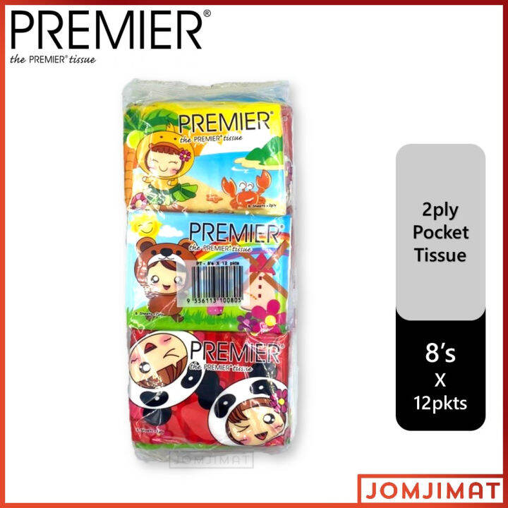 Premier Pocket Tissue 2ply 8's x 12pkts / Tissue Paper Travel Pack ...