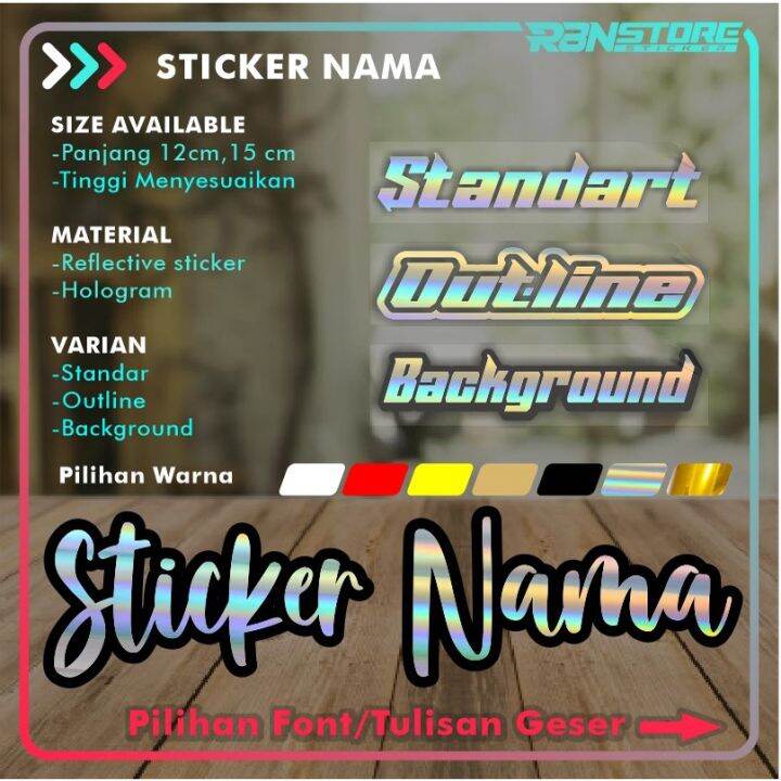 UPDATE-STIKER NAMA HOLOGRAM DAN WARNA TULISAN BEBAS CUTTING STICKER ...