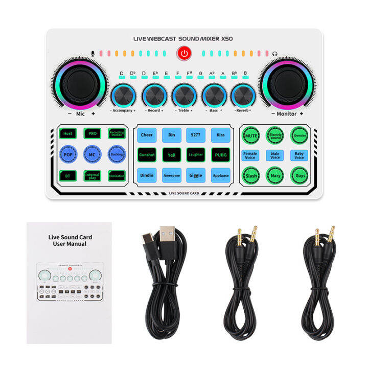 X50 Sound Card RGB Wireless Bluetooth External DJ Mixer Sound Card 16 ...