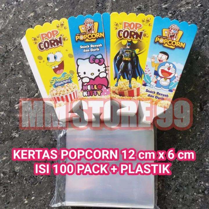 COD 12 CM x 6 CM KERTAS POPCORN MURAH + PLASTIK POPCORN / KOTAK POPCORN ...