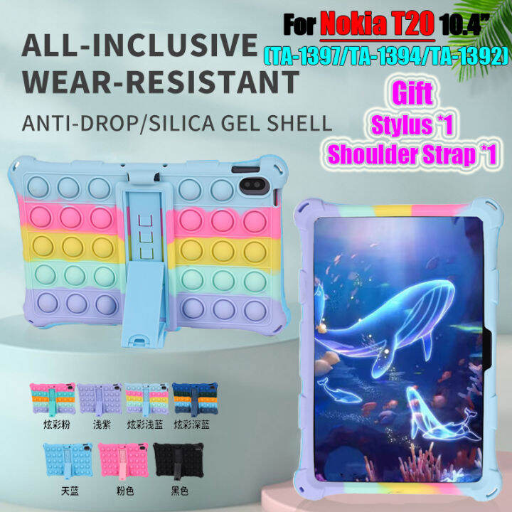 Nokia T20 (2021) 10.4 "TA-1397 TA-1394 TA-1392แท็บเล็ต,เคสตั้งป้องกันแฟชั่นสีนุ่มซิลิกอนความ ...