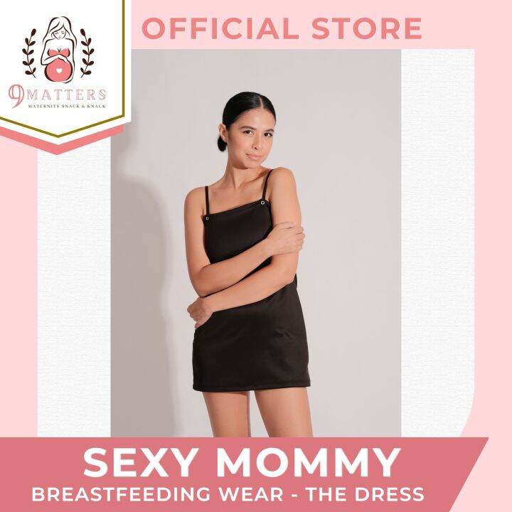 Sexy Mommy PH Breastfeeding Wear BLACK Dress | Soft, Comfy, With Built-in Bra Pads | Lazada PH