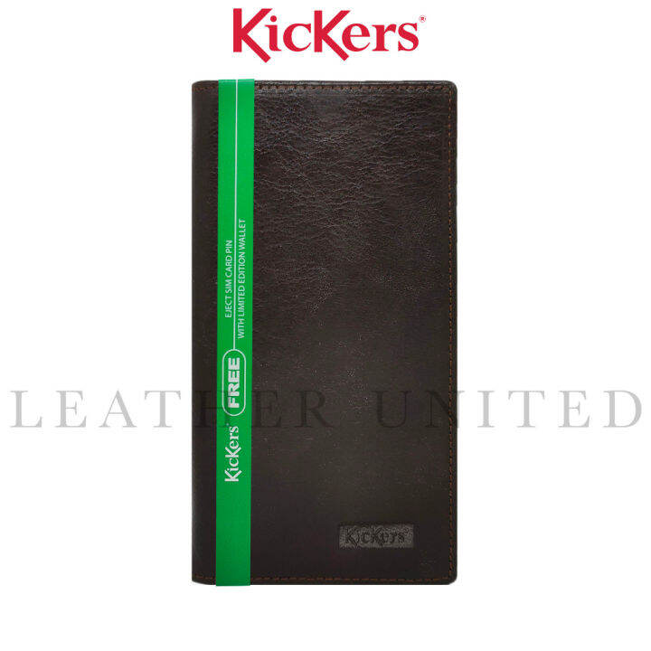 𝐊𝐈𝐂𝐊𝐄𝐑𝐒 Genuine Top Grain Soft Leather Logo Bifold Long Wallet #KDUC-L ...