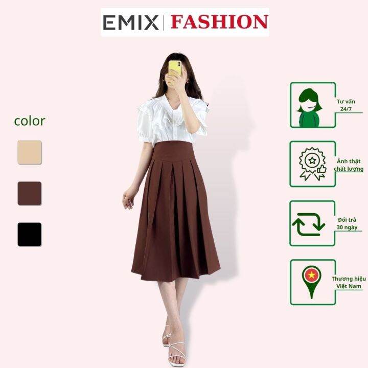 Chân váy công sở cao cấp chất ruby EMIX (3 màu), basic dress, midi ...