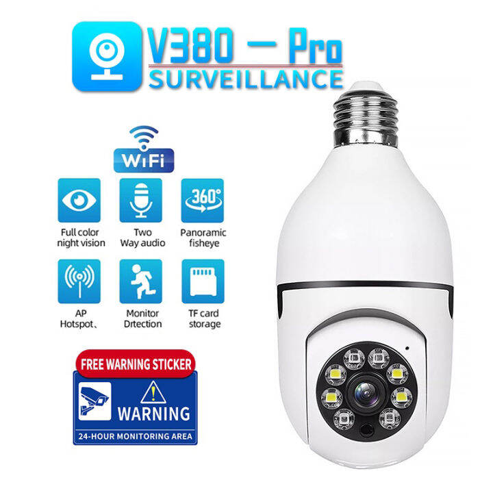 Local Stock V380 pro cctv camera connect cellphone 2MP HD Bulb Camera ...