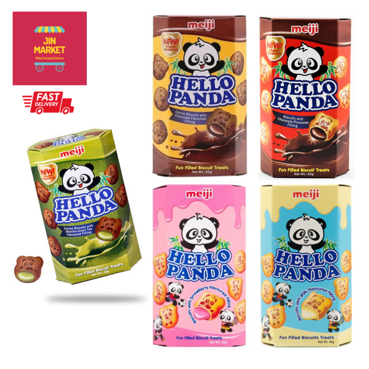 Meiji Hello Panda Cookies 43g (Chocolate / White Chocolate / Strawberry ...