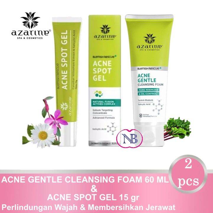 AZARINE Paket Acne Spot Gel 15gr & Azarine Acne Gentle Cleansing Foam ...