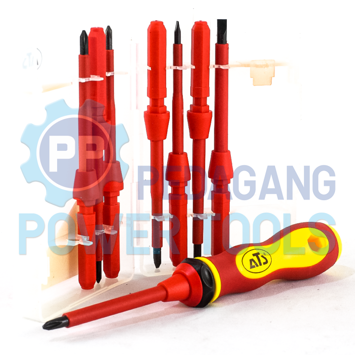 ATS 8 PCS OBENG LISTRIK SET PLUS MINUS ELECTRIC INSULATED SCREWDRIVER ...