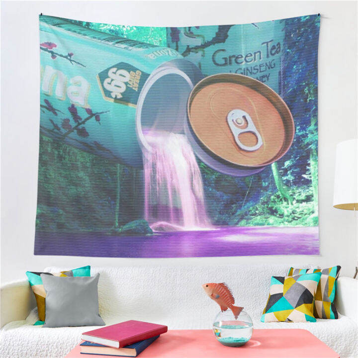 Vaporwave Aesthetic Arizona Green Tea Waterfall Tapestry Wall Hanging ...