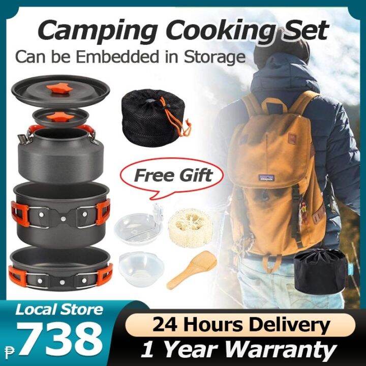 COD Camping Cooking Set Mini Portable Pot Put door Portable Camping Pot ...