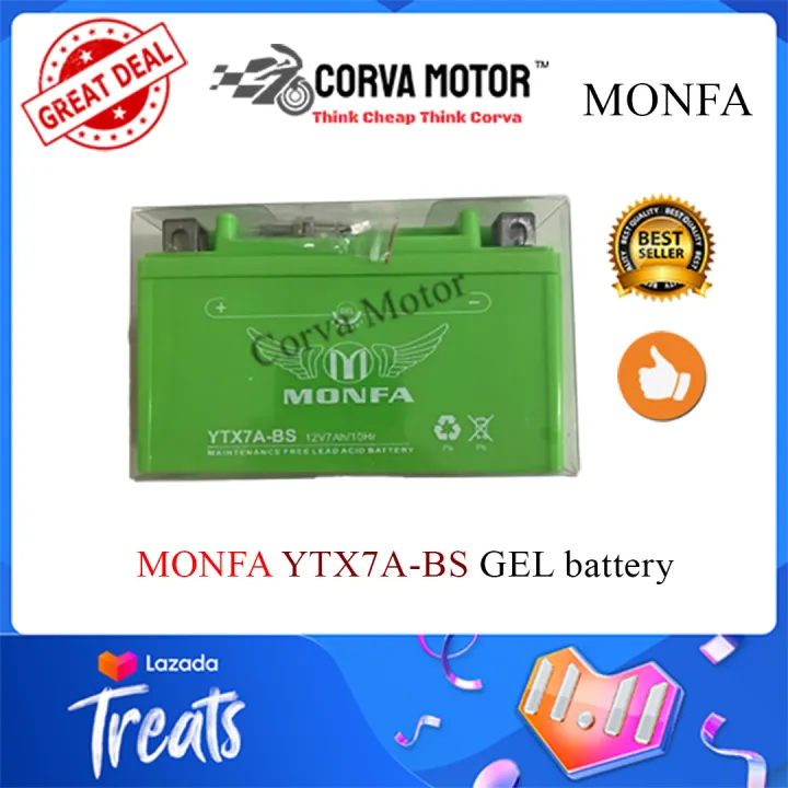 Corva Motor Bateri Motosikal Monfa Ytx7A-Bs Maintenance Free Vf3I/Vs125 ...