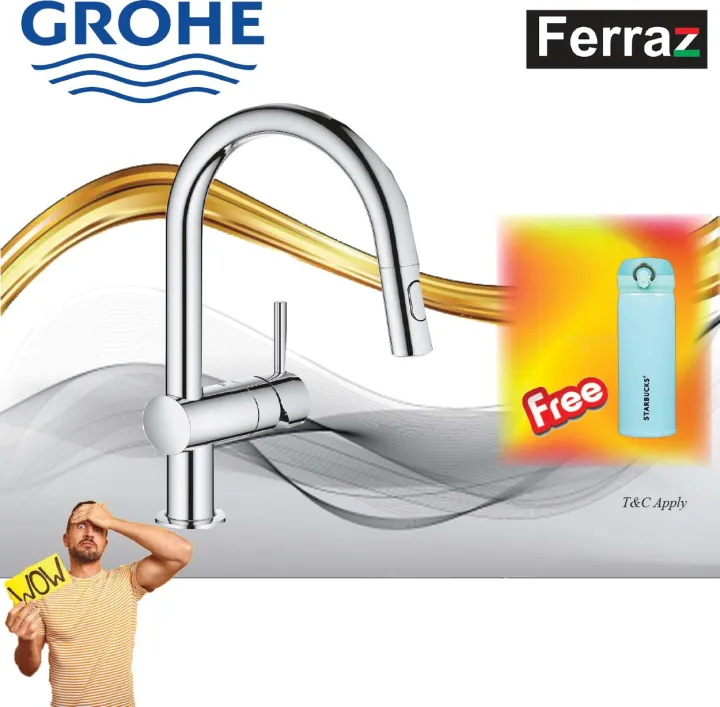 GROHE 32321002 Minta C-Spout Kitchen Sink Pull Out Mixer | Lazada