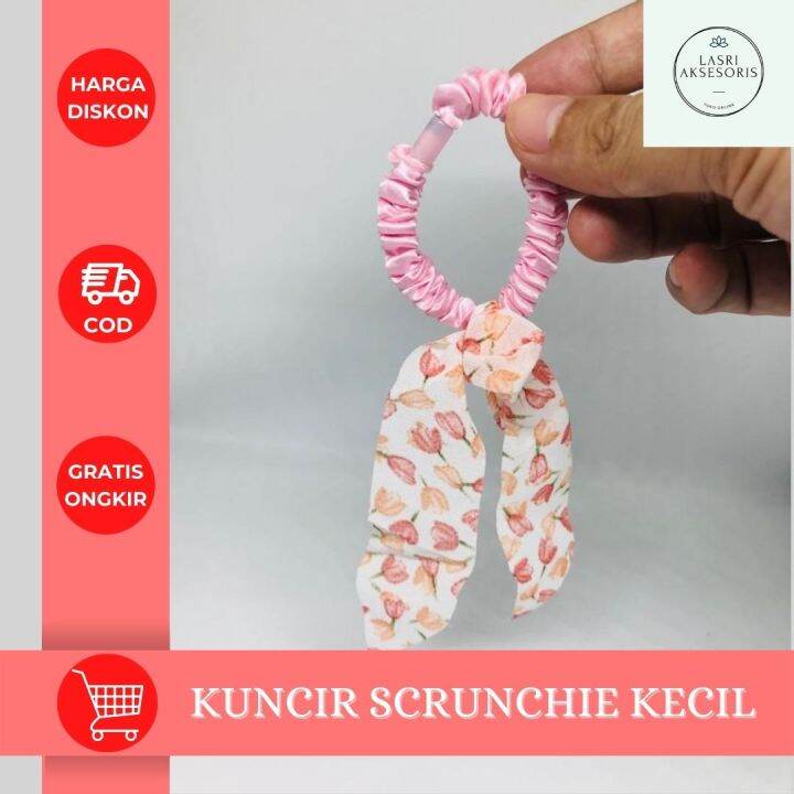 IKAT RAMBUT PITA KECIL SCRUNCHIE KOREA MOTIF / KUNCIR PITA KOREA ...