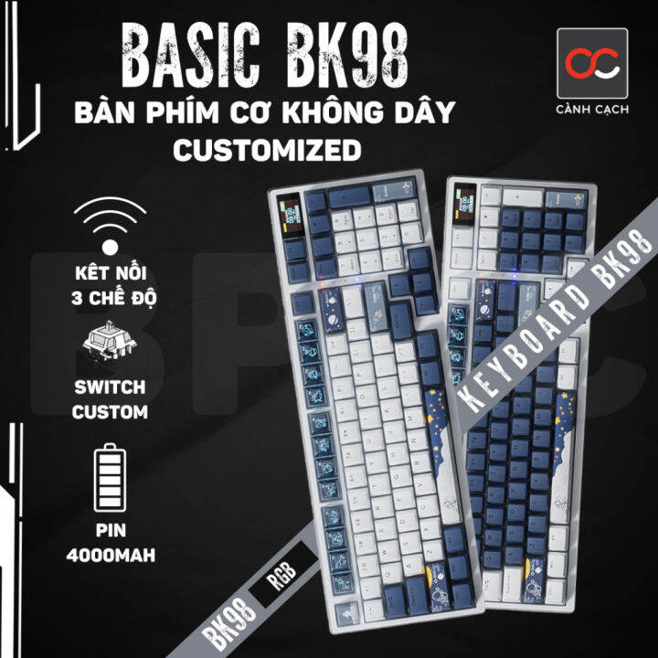 BÀN PHÍM CƠ KHÔNG DÂY (HOTSWAP) BK98 RGB CÓ MÀN HÌNH LCD | Lazada.vn