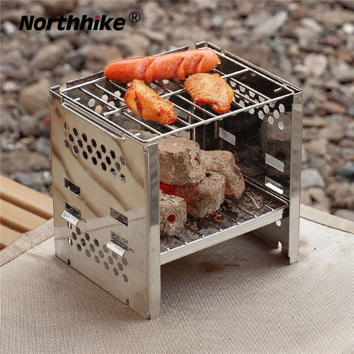 Northhike Mini Foldable BBQ Grill Portable Camping Stoves Stainless Steel Barbecue Grill for ...