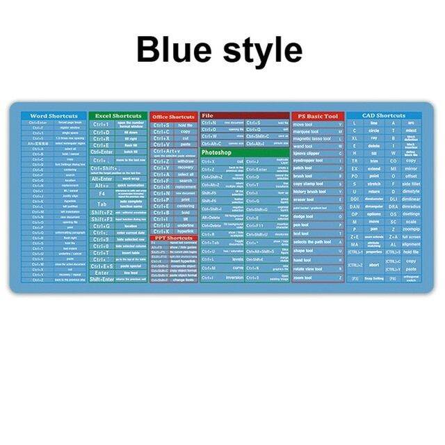 Common Software Shortcuts Mouse pad Rubber Large Office Game Mouse ...