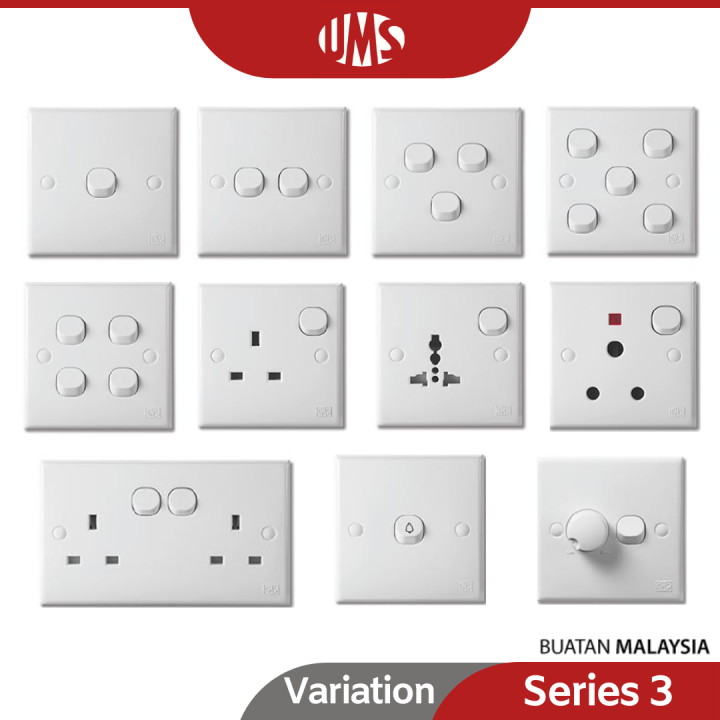 UMS 3 Series Switches, 13A Socket Outlet and Plug Top (Multiple Gang ...