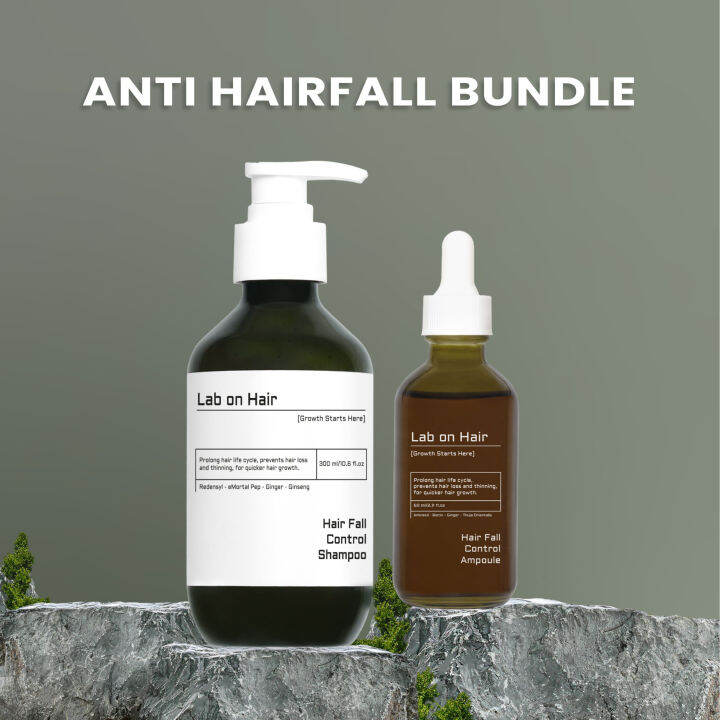 Lab On Hair Anti Hair Fall Ampoule + Shampoo - Paket untuk Mengurangi ...