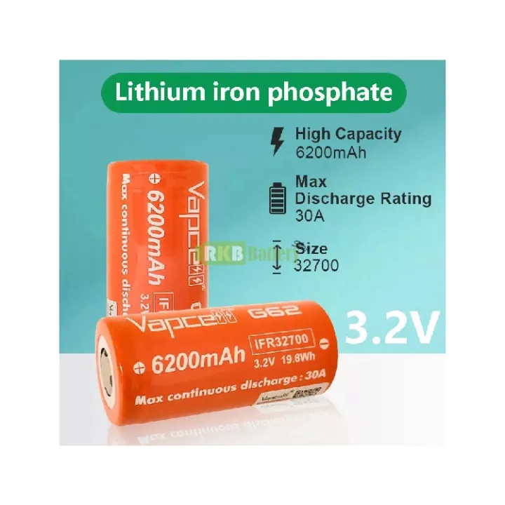 พร้อมส่ง 32650 3.2v 6200mAh Vapcell IFR32700 30A ลิเธียมฟอสเฟต LiFePo4 ...
