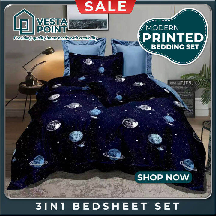 Vesta Point - 3 in 1 Dark Blue Moon & Geometric Printed Garterized ...