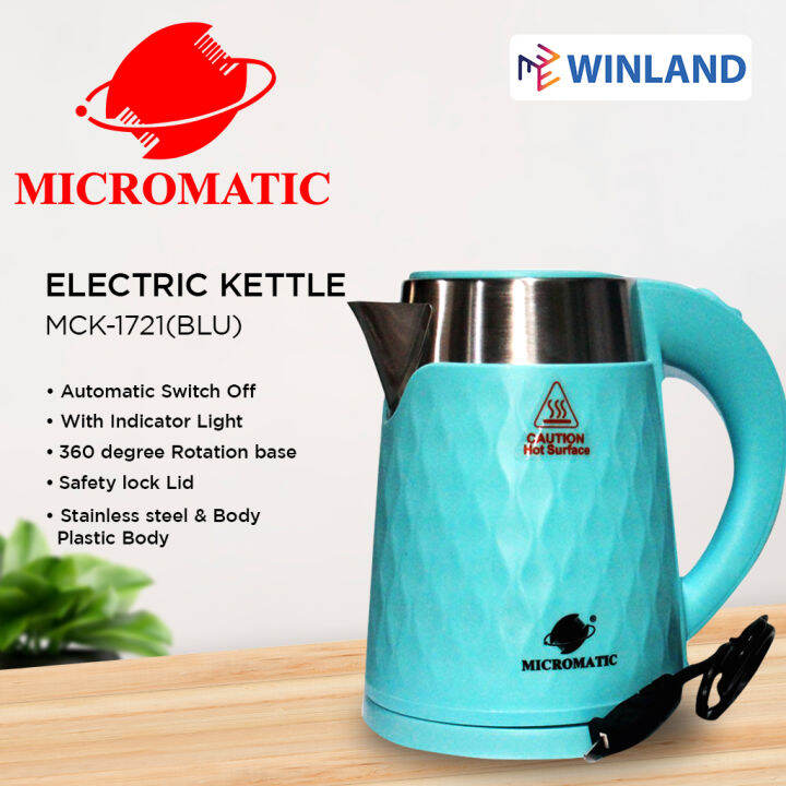 MICROMATIC by Winland Stainless Steel Cordless Electric Kettle | Water Heater 1.7L / 1500W MCK ...