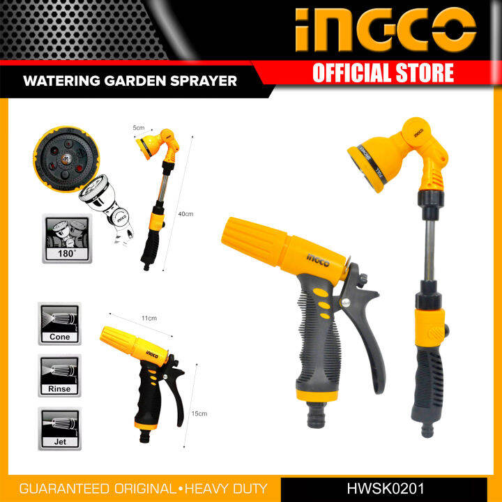 INGCO 2pcs Nozzle Combo Watering Garden Sprayer Water Gun Hose Kit for ...